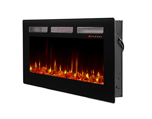 Dimplex Sierra 48" Wall-Mounted/Tabletop/Built-in Electric Linear Fireplace (Model: SIL48), 4777 BTU, 120 Volt, 1400 Watt, Black