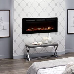 Dimplex Sierra 48" Wall-Mounted/Tabletop/Built-in Electric Linear Fireplace (Model: SIL48), 4777 BTU, 120 Volt, 1400 Watt, Black