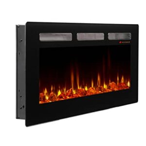 Dimplex Sierra 48" Wall-Mounted/Tabletop/Built-in Electric Linear Fireplace (Model: SIL48), 4777 BTU, 120 Volt, 1400 Watt, Black