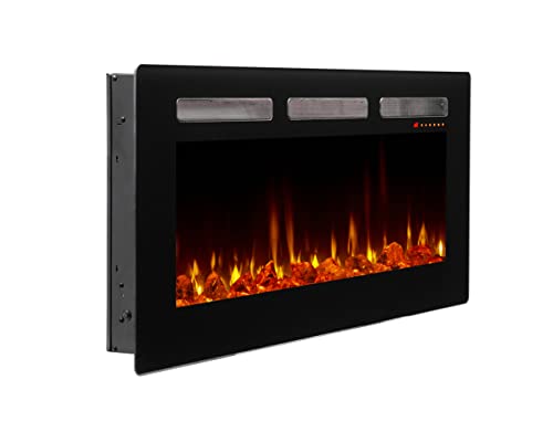 Dimplex Sierra 48" Wall-Mounted/Tabletop/Built-in Electric Linear Fireplace (Model: SIL48), 4777 BTU, 120 Volt, 1400 Watt, Black