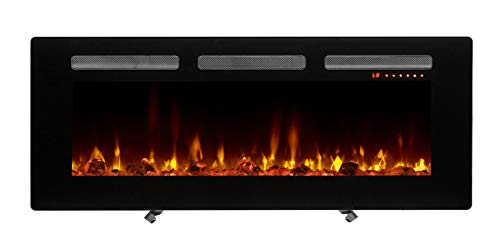 Dimplex Sierra 48" Wall-Mounted/Tabletop/Built-in Electric Linear Fireplace (Model: SIL48), 4777 BTU, 120 Volt, 1400 Watt, Black