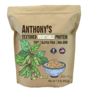 Anthony's Textured Vegetable Protein, TVP, 1.5 lb, Gluten Free, Vegan, Made in USA, Unflavored