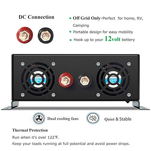 WZRELB 1500W 24V Dc to 120V AC Pure Sine Wave Solar Inverter Off Grid Power Inverter for RV Camping