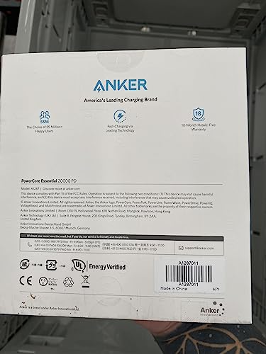 Anker USB C Power Bank, PowerCore Essential 20000 PD (18W) Power Bank, High Cell Capacity 20000mAh Portable Charger Battery Pack for iPhone 12/Mini/Pro/Max Pro/11/X, Samsung (PD Charger Not Included)