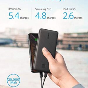 Anker USB C Power Bank, PowerCore Essential 20000 PD (18W) Power Bank, High Cell Capacity 20000mAh Portable Charger Battery Pack for iPhone 12/Mini/Pro/Max Pro/11/X, Samsung (PD Charger Not Included)