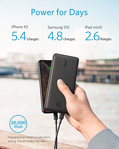 Anker USB C Power Bank, PowerCore Essential 20000 PD (18W) Power Bank, High Cell Capacity 20000mAh Portable Charger Battery Pack for iPhone 12/Mini/Pro/Max Pro/11/X, Samsung (PD Charger Not Included)