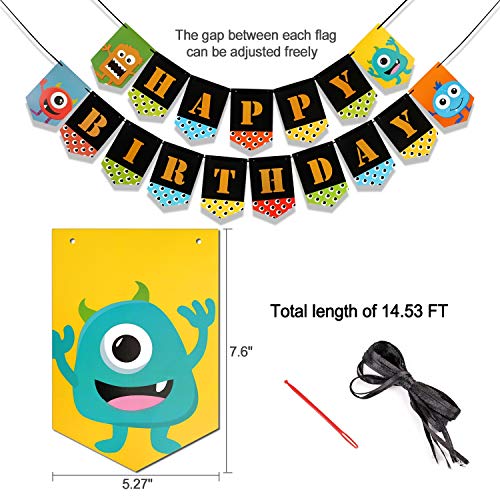 Konsait Monster Bash Birthday Party Decorations, Monster Hanging Swirl Decoration and Happy Birthday Banner for Boys Girls Kids Birthday Party Supplies