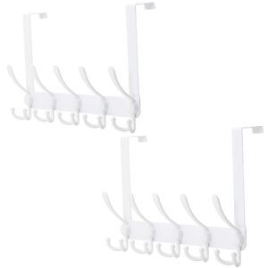 dseap over the door hook hanger - 5 tri hooks, heavy duty over the door towel rack coat rack for clothes hat towel, white, 2 packs