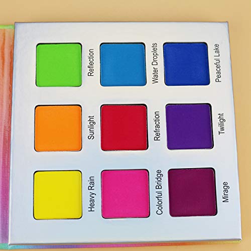 Highly Pigmented Eyeshadow Palette,YMH BEAUTE 9 Color Bright Eye Makeup Palette Colorful Matte Eye Shadow Palettes Long Lasting Waterproof Cruelty-free, Rainbow