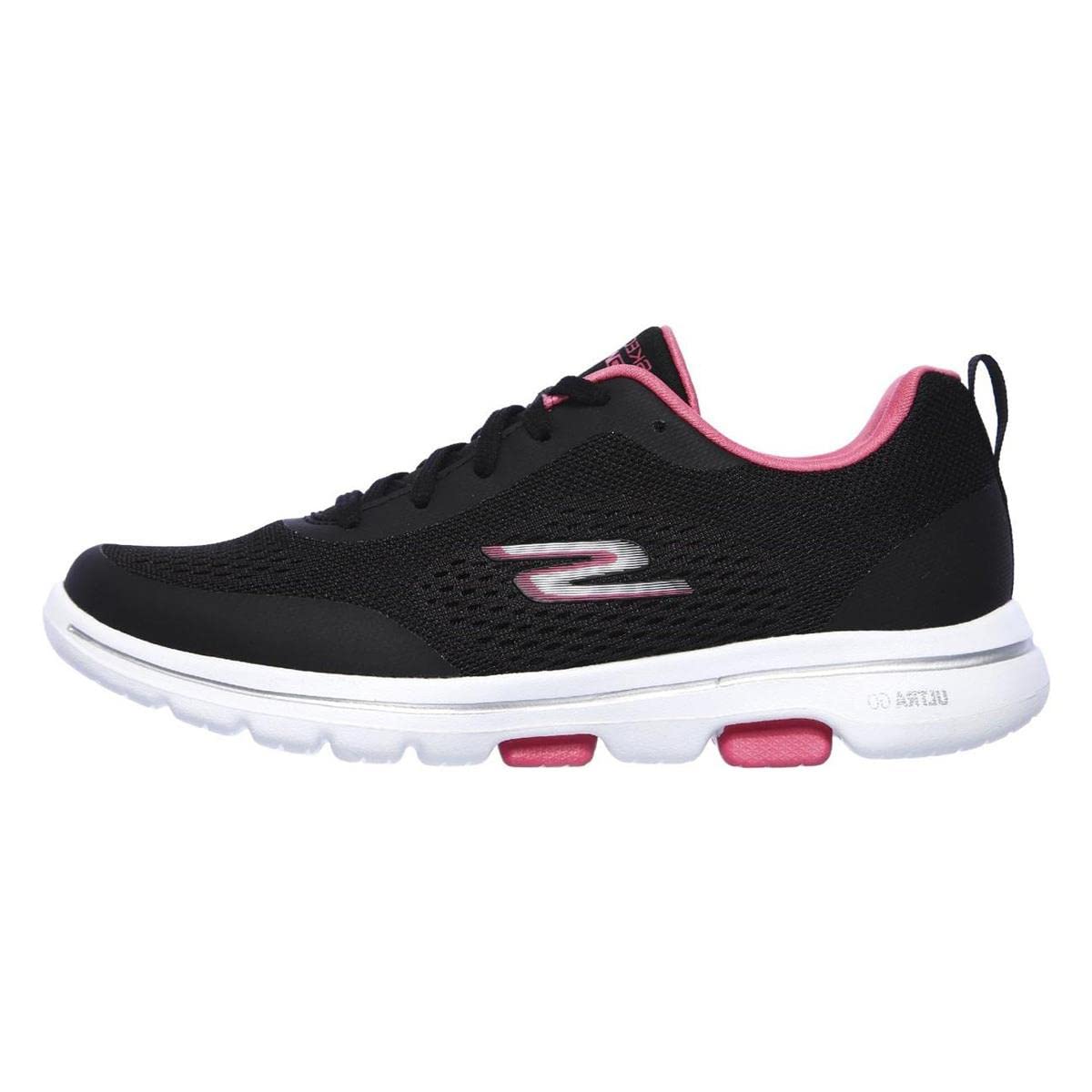 Skechers Women's Go Walk 5-Exqusite Sneaker, Black/Pink, 6