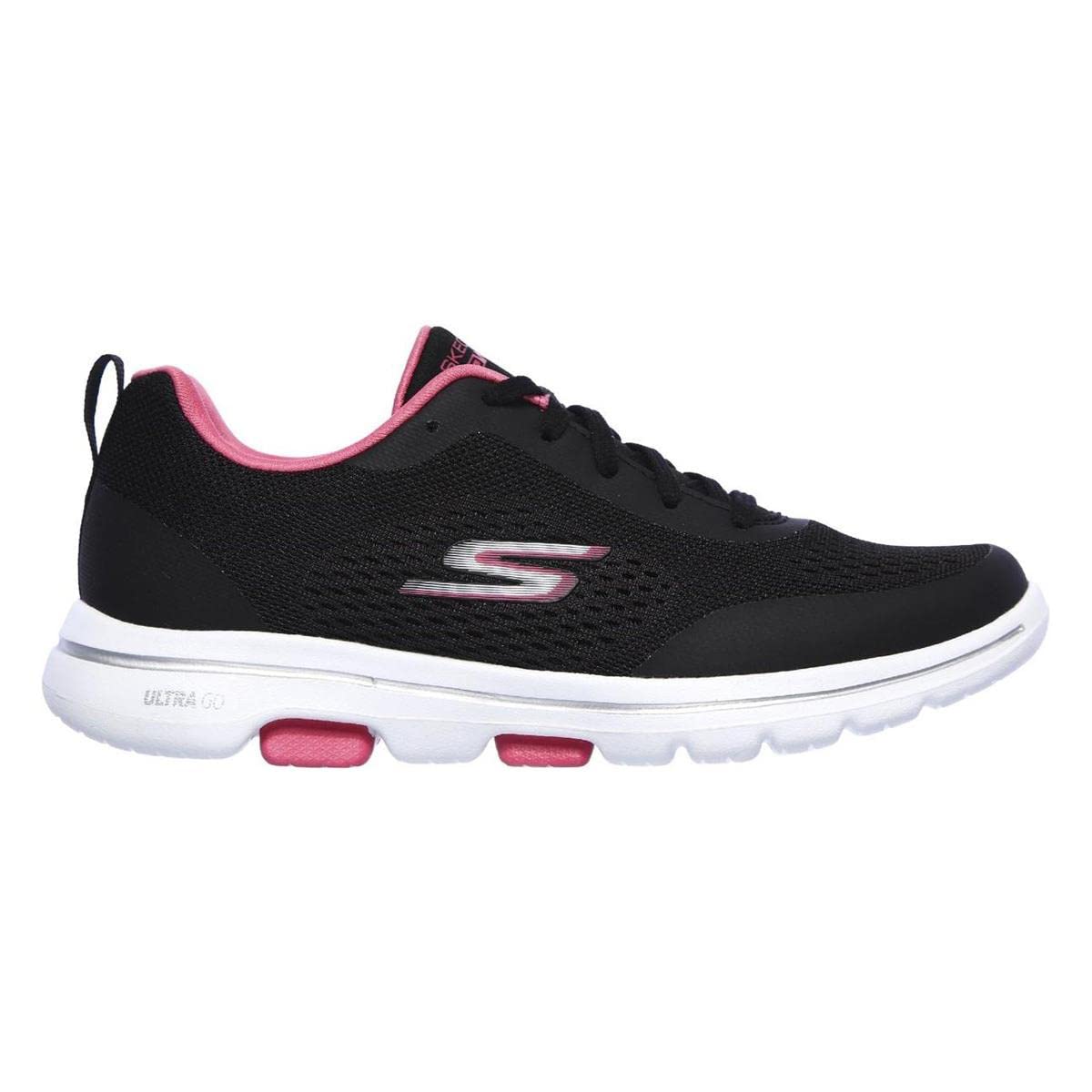 Skechers Women's Go Walk 5-Exqusite Sneaker, Black/Pink, 6