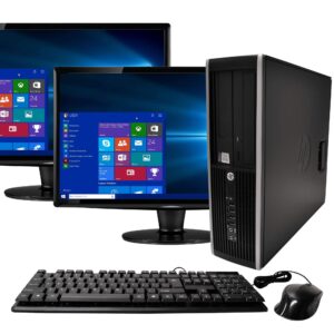 hp elite business desktop computer tower pc (intel ci5-2400, 8gb ram, 1tb hdd, wireless wifi, dvd-rom, keyboard mouse) 24inch dual lcd monitor brands vary, windows 10 (renewed)