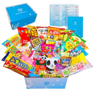 sakura box japanese candy & snacks dagashi set & pamphlet 50 pieces japanese food gift box