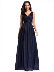 ever-pretty womens shimmery ruched long evening cocktail bridesmaid dresses for women us 8 navy blue