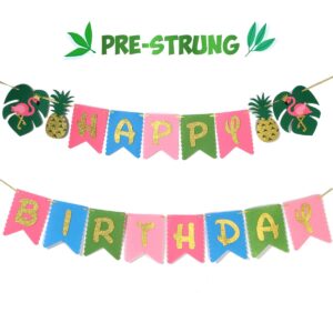 Hawaiian Party Decoration |Luau Party Supplies| Hawaiian Tropical Banner, Flamingo Garland for Pool Party Supplies,Tropical Party Decoration(set of 2),Birthday Banner for Beach Moana Party decorations