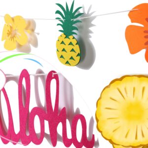 Hawaiian Party Decoration |Luau Party Supplies| Hawaiian Tropical Banner, Flamingo Garland for Pool Party Supplies,Tropical Party Decoration(set of 2),Birthday Banner for Beach Moana Party decorations