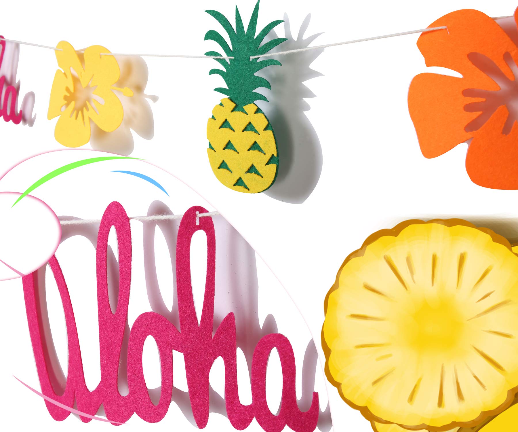 Hawaiian Party Decoration |Luau Party Supplies| Hawaiian Tropical Banner, Flamingo Garland for Pool Party Supplies,Tropical Party Decoration(set of 2),Birthday Banner for Beach Moana Party decorations