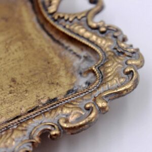 Funly mee Small Antique Trinket Dish Vintage Gold Jewelry Tray, Ring Holder