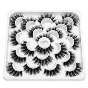 DYSILK False Eyelashes Wispy Lashes - Mink Lashes Fluffy 10 Pairs 6D Faux Lashes Pack 18mm Lashes Wispy Eye Lashes Pack Long Eyelashes Natural Look Reusable Fake Eyelashes Wispy Fluffy Cat Eye Soft