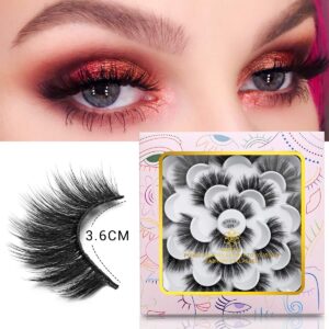 DYSILK False Eyelashes Wispy Lashes - Mink Lashes Fluffy 10 Pairs 6D Faux Lashes Pack 18mm Lashes Wispy Eye Lashes Pack Long Eyelashes Natural Look Reusable Fake Eyelashes Wispy Fluffy Cat Eye Soft