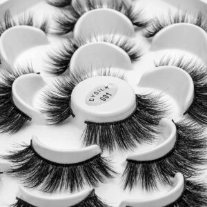 DYSILK False Eyelashes Wispy Lashes - Mink Lashes Fluffy 10 Pairs 6D Faux Lashes Pack 18mm Lashes Wispy Eye Lashes Pack Long Eyelashes Natural Look Reusable Fake Eyelashes Wispy Fluffy Cat Eye Soft