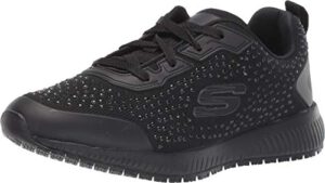 skechers womens lace up athletic food service shoe, black, 8.5 us