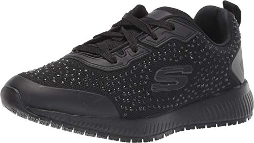 Skechers womens Lace Up Athletic Food Service Shoe, Black, 8.5 US