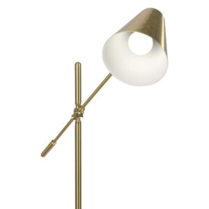 OttLite Archer Floor Lamp - Mid-Century Modern Design, Satin Brass Finish, LED, Adjustable Shade