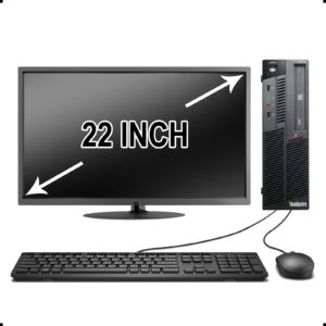 lenovo thinkentre m90 desktop computer - intel core i5 3.1ghz 8gb ram, 1tb hdd, dvd-rw drive, bluetooth and wifi, 22 inch lcd, keyboard, mouse, windows 10 pro (renewed)