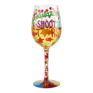 Enesco Designs by Lolita Shoot for The Stars Hand-Painted Artisan Wine Glass, 1 Count (Pack of 1), Multicolor