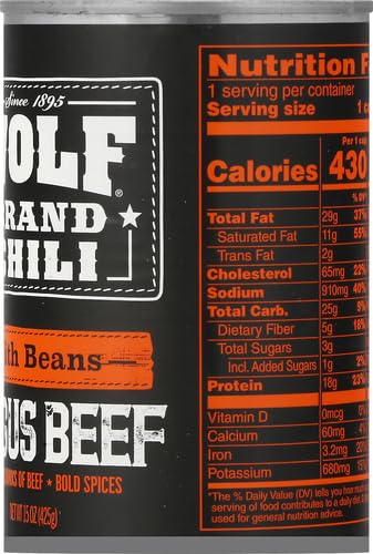 WOLF BRAND Angus With Beans Chili, 15 oz.