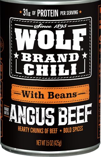 WOLF BRAND Angus With Beans Chili, 15 oz.