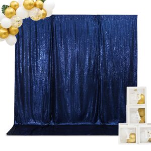 squarepie sequin backdrop non-transparent background sparkly curtain for wedding party 4ft x 7ft navy blue