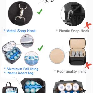 Lekebaby Breast Milk Cooler Bag with Contoured Ice Pack Fits 6 Baby Bottles Tote Bag for Daycare Travel Nursing Mothers Storage, Black