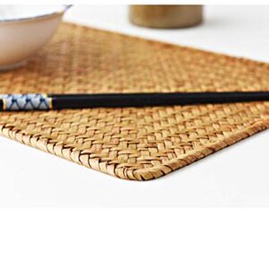 4 Pack Rectangular Woven Placemats, Natural Seagrass Place Mats, 17" x 12", Rattan Wicker Table Mats for Dining Table