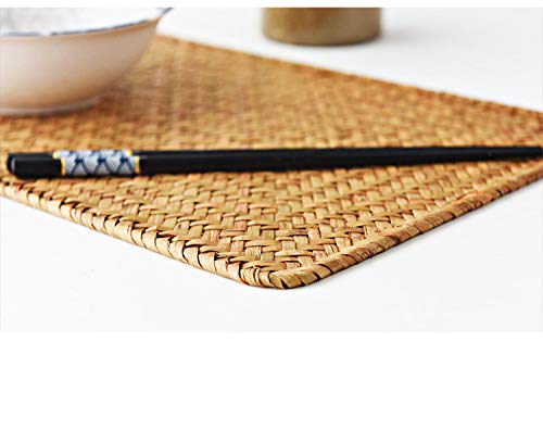 4 Pack Rectangular Woven Placemats, Natural Seagrass Place Mats, 17" x 12", Rattan Wicker Table Mats for Dining Table