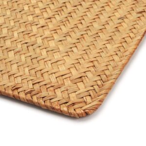 4 Pack Rectangular Woven Placemats, Natural Seagrass Place Mats, 17" x 12", Rattan Wicker Table Mats for Dining Table