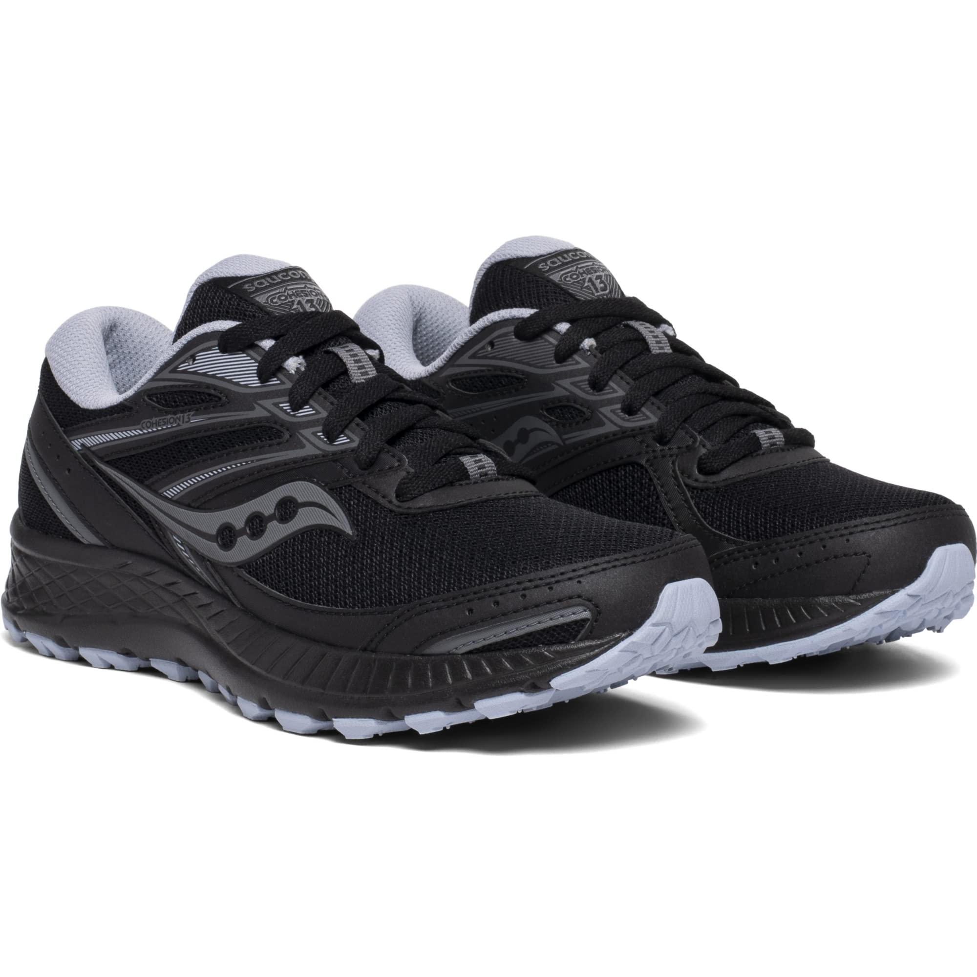 Saucony Women's Cohesion TR13 Running Shoe, Black/Grey/Blue, 7.5