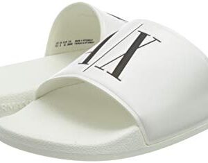 A|X Armani Exchange Men's Icon Project Logo Slip-on Slide Sandal Flip-Flop, Op.white, 7