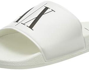 A|X Armani Exchange Men's Icon Project Logo Slip-on Slide Sandal Flip-Flop, Op.white, 7