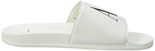 A|X Armani Exchange Men's Icon Project Logo Slip-on Slide Sandal Flip-Flop, Op.white, 7