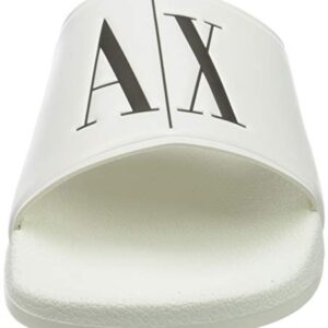 A|X Armani Exchange Men's Icon Project Logo Slip-on Slide Sandal Flip-Flop, Op.white, 7