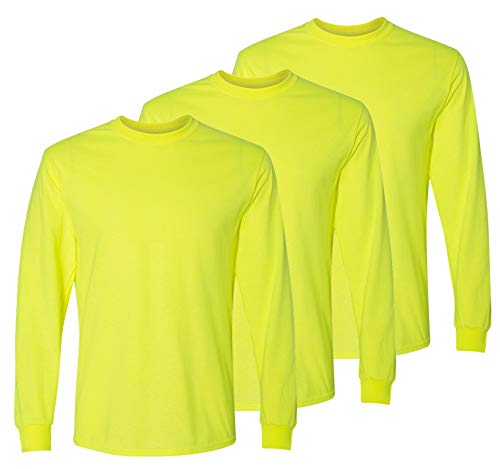 Safety High Visibility Long Sleeve Construction Work Shirts Pack for Men (Safety Yellow (3pk), X-Large)