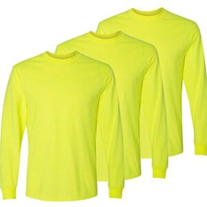 Safety High Visibility Long Sleeve Construction Work Shirts Pack for Men (Safety Yellow (3pk), X-Large)