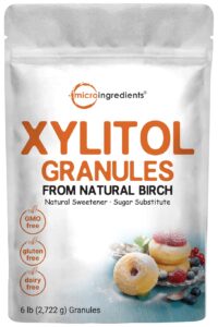 xylitol sweetener, 6 pounds, natural sweetener, 1:1 sugar substitute and low calorie, great for baking and cooking, no after taste, keto friendly