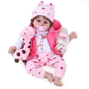 reborn realistic newborn baby dolls, 18 inch silicone real toddler girl lifelike