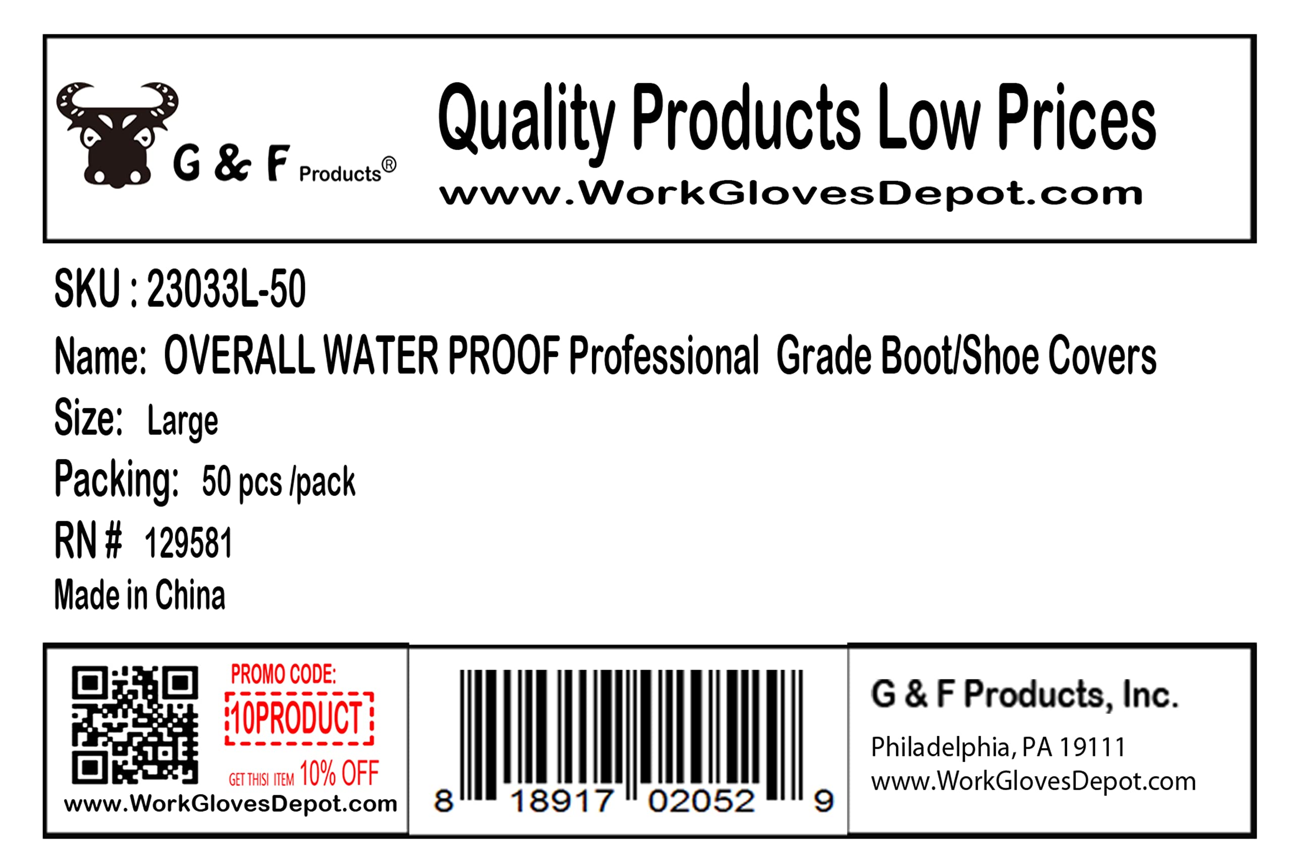 G & F Products X-Large WaterProof Premium 100 Pack (50 Pairs) Disposable Boot & Shoe Covers - Durable, Non-slip, Non-toxic, Recyclable, Blue, Stretchable Fits US Men Size 11 and UP