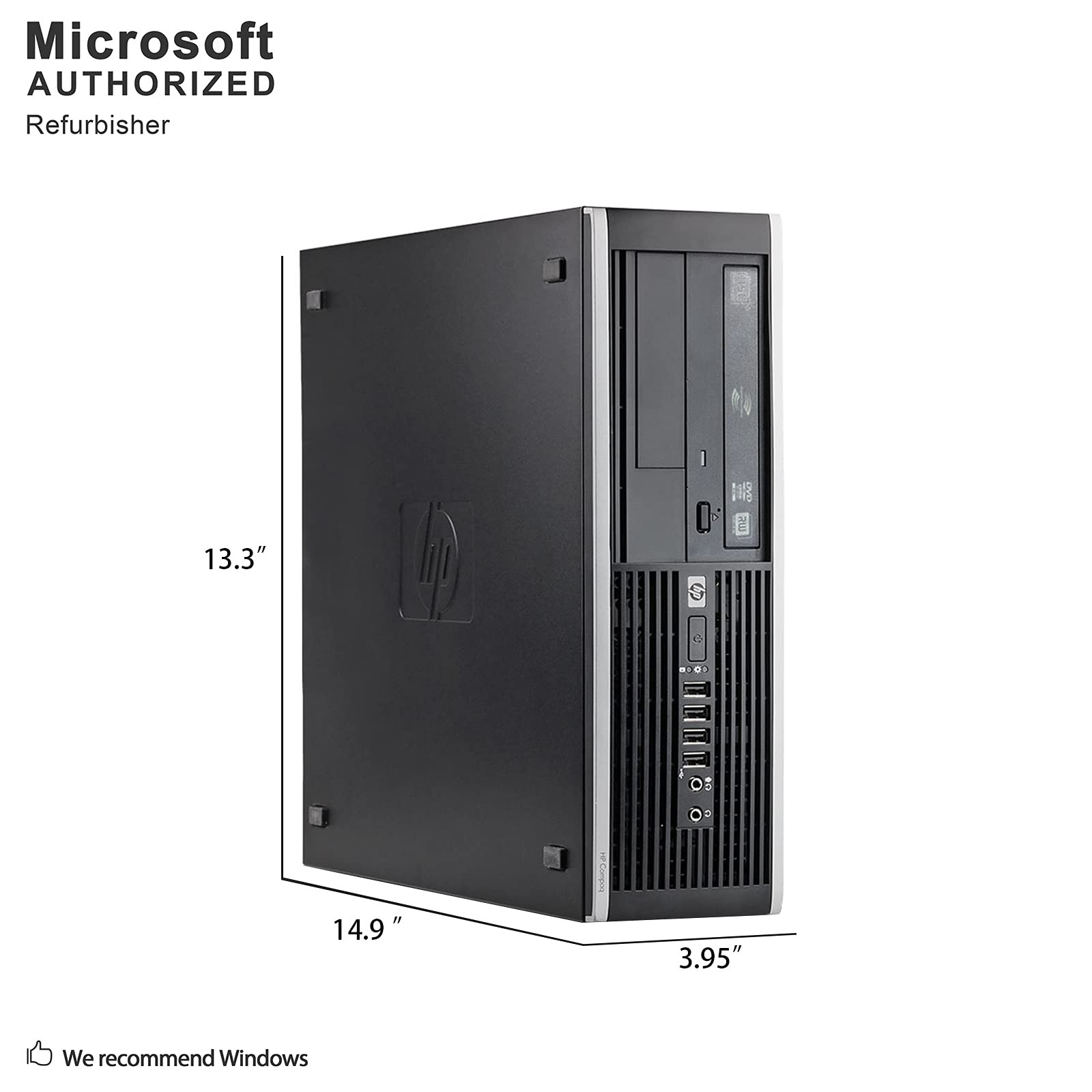 HP Elite Desktop Computer, Intel Core 2 Duo 2.9 GHz, 8 GB RAM, 500 GB HDD, Keyboard & Mouse, Wi-Fi, 22 in LCD Monitor (Brands Vary), DVD, Windows 10, (Renewed)