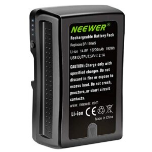 neewer v mount/v lock battery - 190wh 14.8v 13200mah rechargeable li-ion battery for broadcast video camcorder, compatible with sony hdcam, xdcam, digital cinema cameras and other camcorders