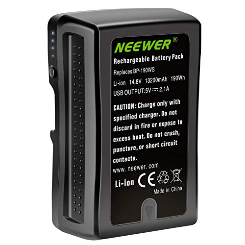 Neewer V Mount/V Lock Battery - 190Wh 14.8V 13200mAh Rechargeable Li-ion Battery for Broadcast Video Camcorder, Compatible with Sony HDCAM, XDCAM, Digital Cinema Cameras and Other Camcorders